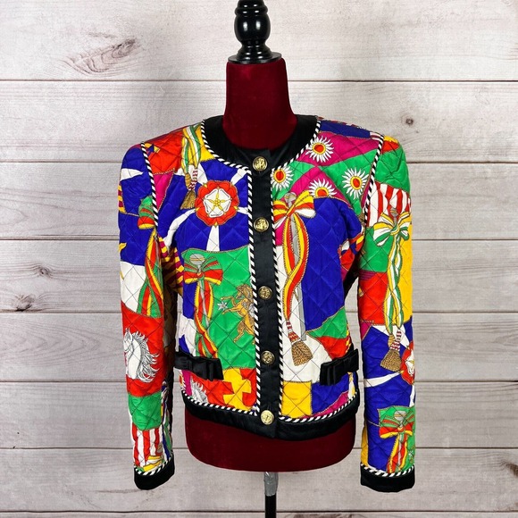 Escada | Jackets & Coats | Vtg Escada Margaretha Ley Jacket Floral Silk ...